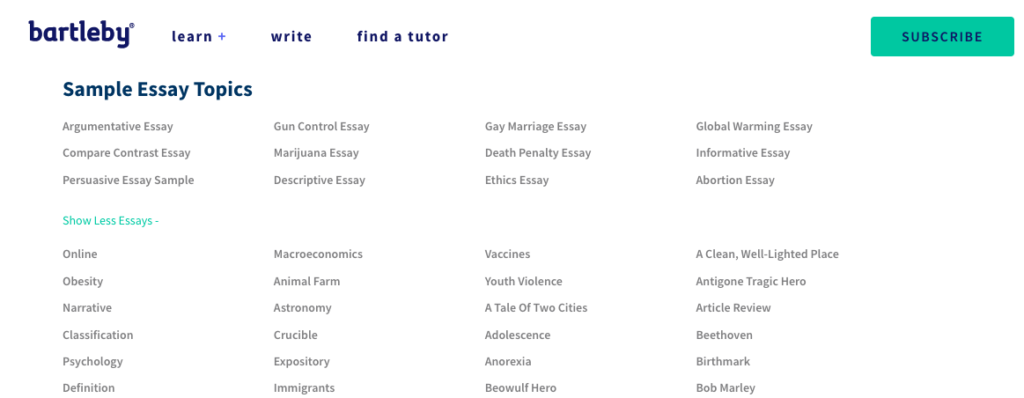 Bartleby.com Review: Sample Database Pricing and Features | Discover ...